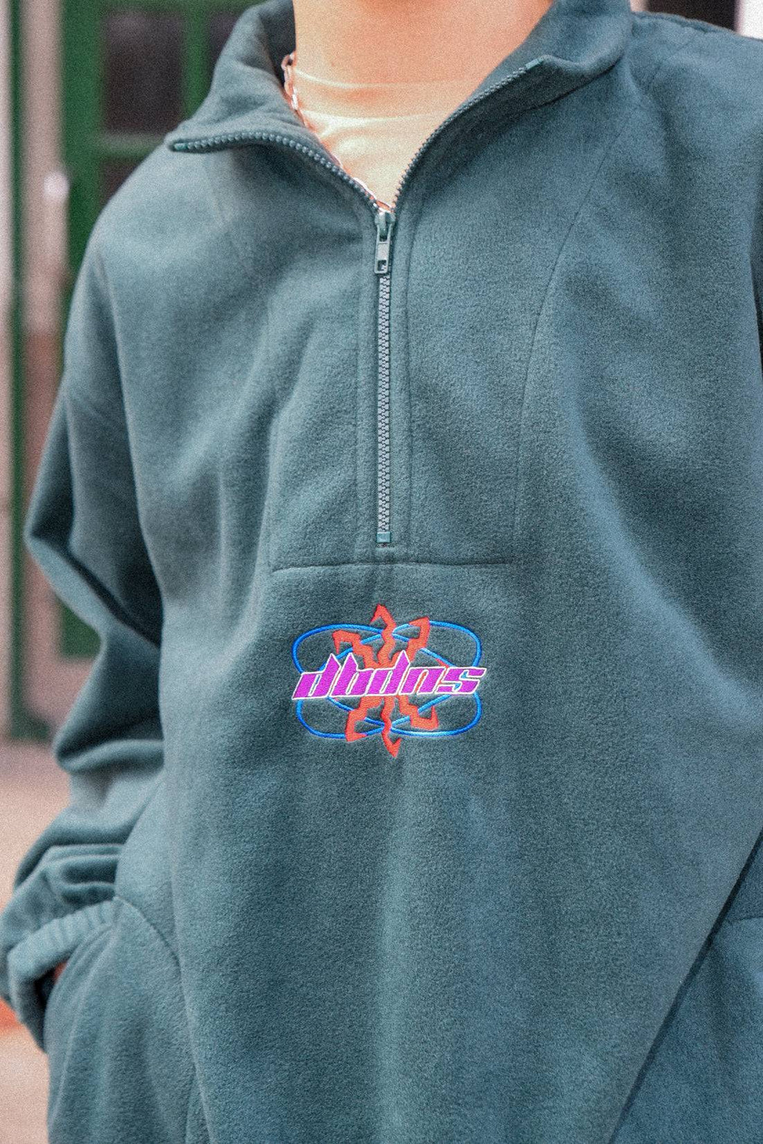 Fleece in Forest Green with Futuristic Logo Embroidery | Dreambutdonotsleep