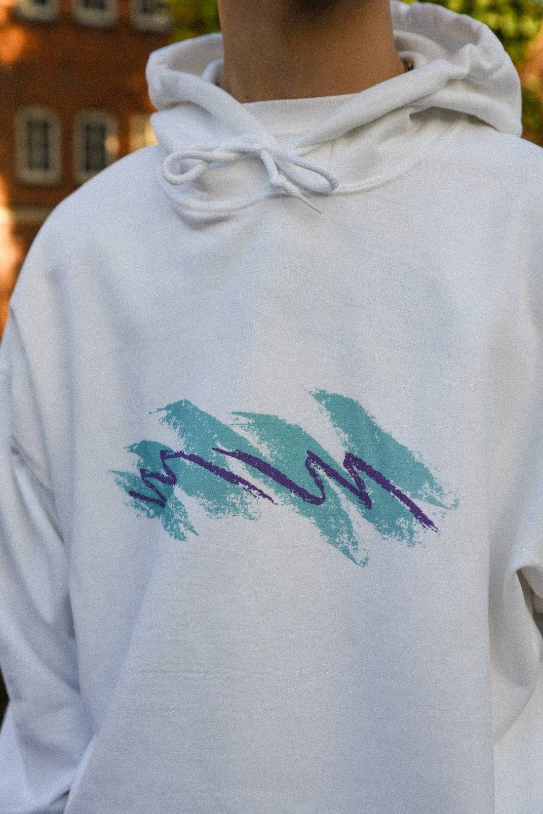Hoodie in White with Jazz Cup Print | Dreambutdonotsleep