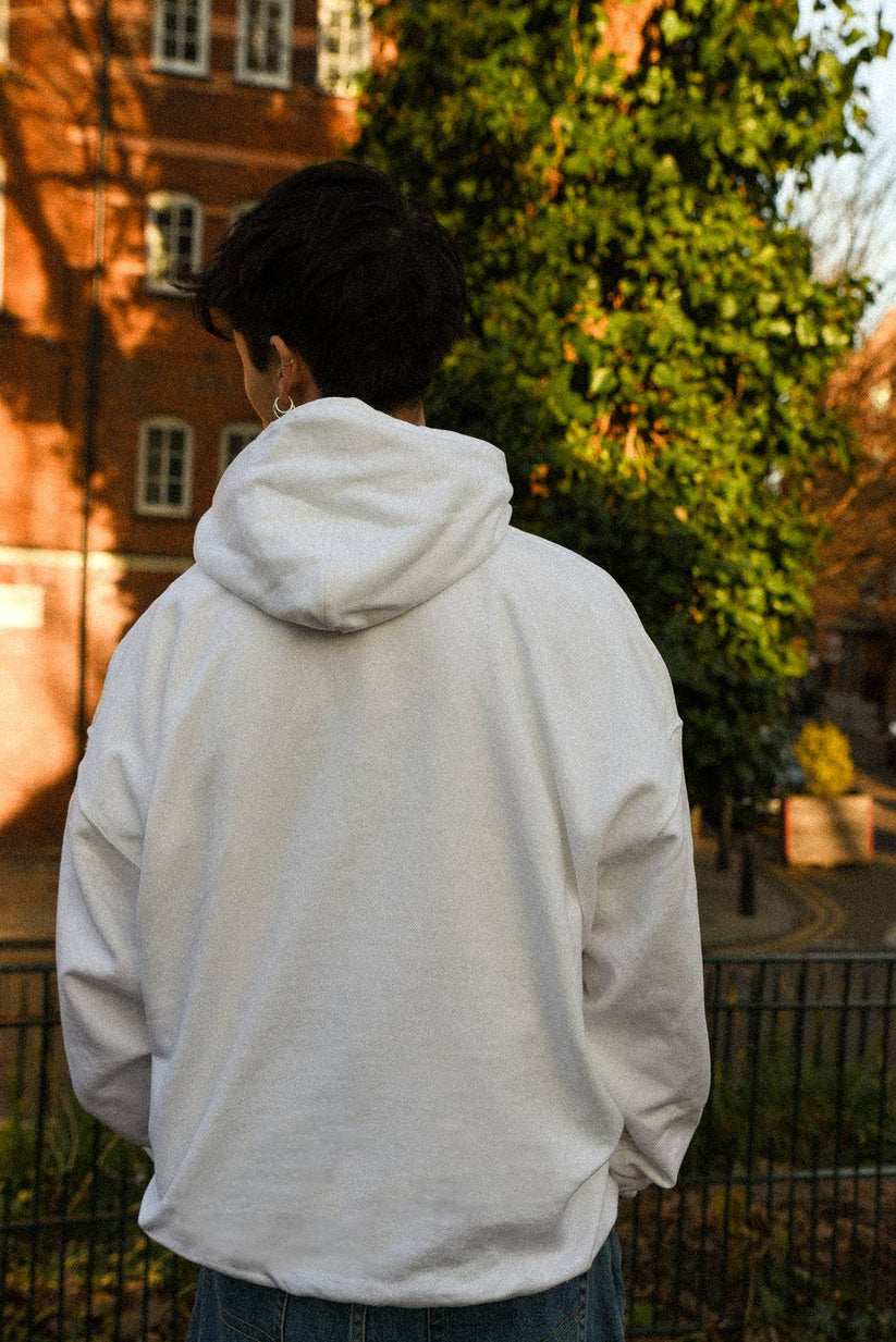 Hoodie in White with Jazz Cup Print | Dreambutdonotsleep